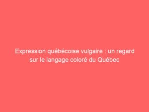 Expression québécoise vulgaire : un regard sur le langage coloré du Québec